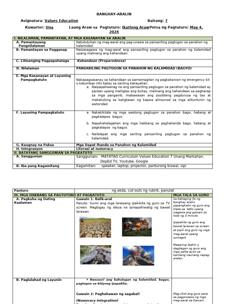 Matatag LP Values-Ed | PDF