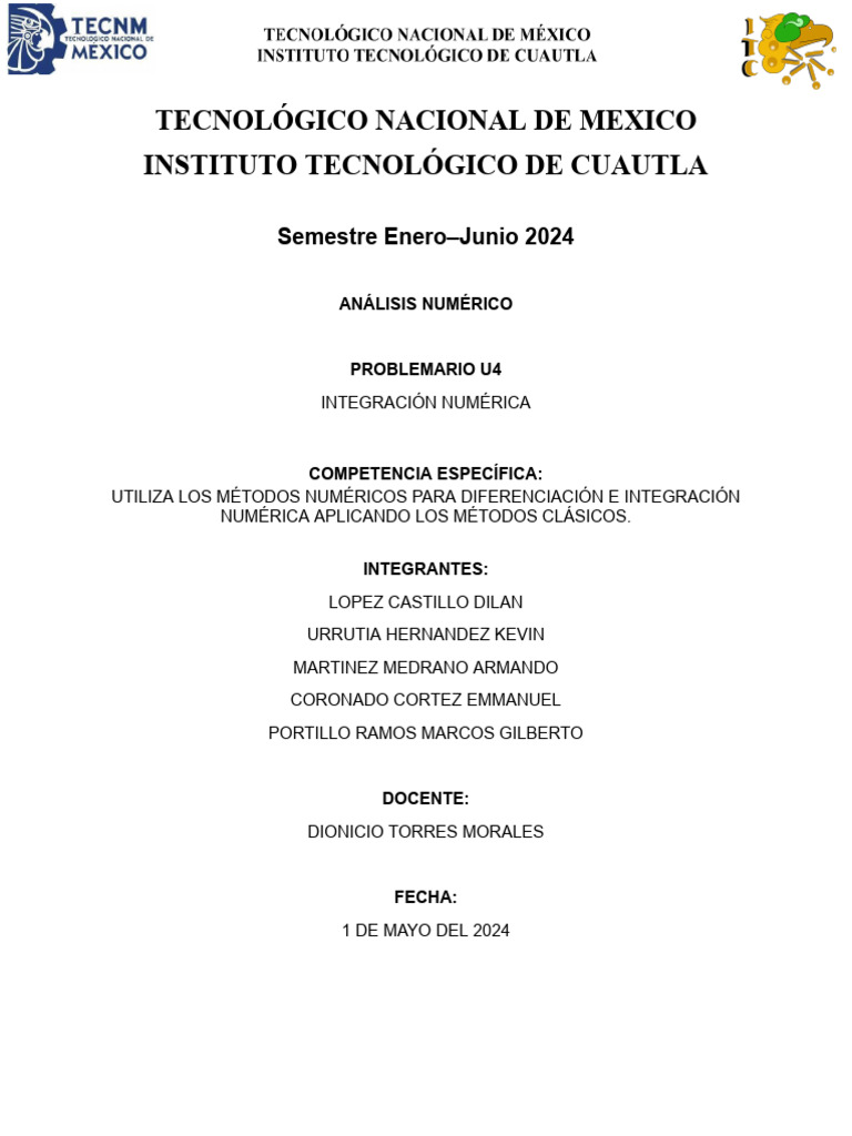 Problemario U4 | PDF