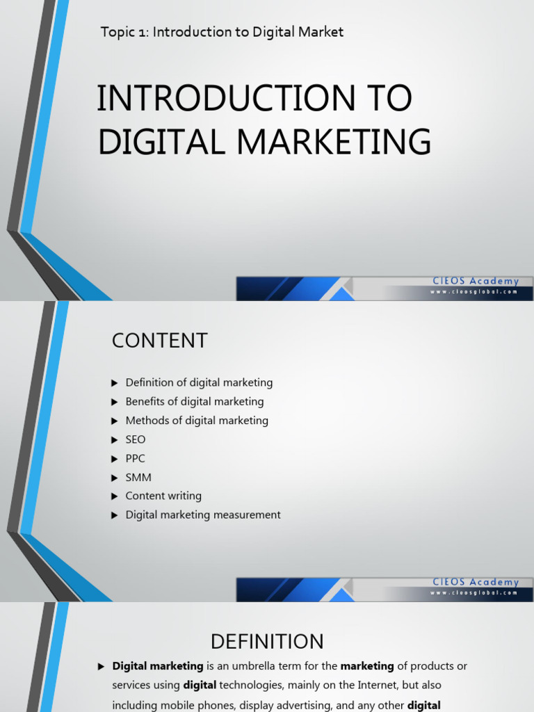 Topic 1 - Introduction To Digital Marketing | PDF