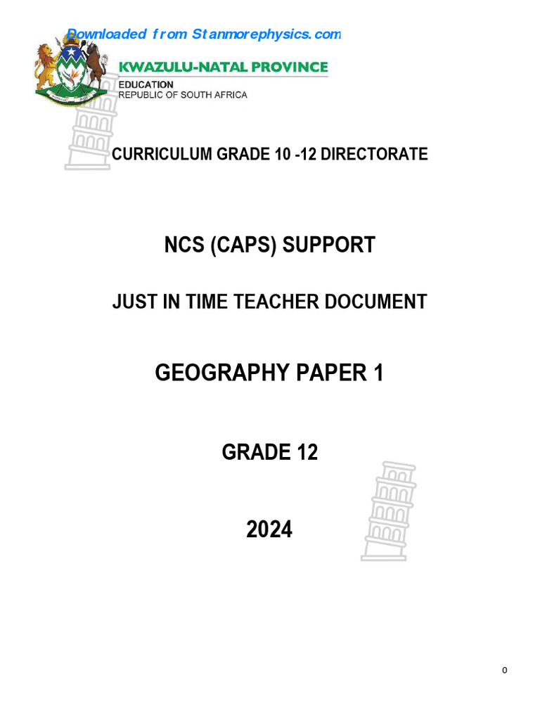 KZN Geography Grade 12 JIT Last Push TEACHER P1 2024 | PDF | Eye ...