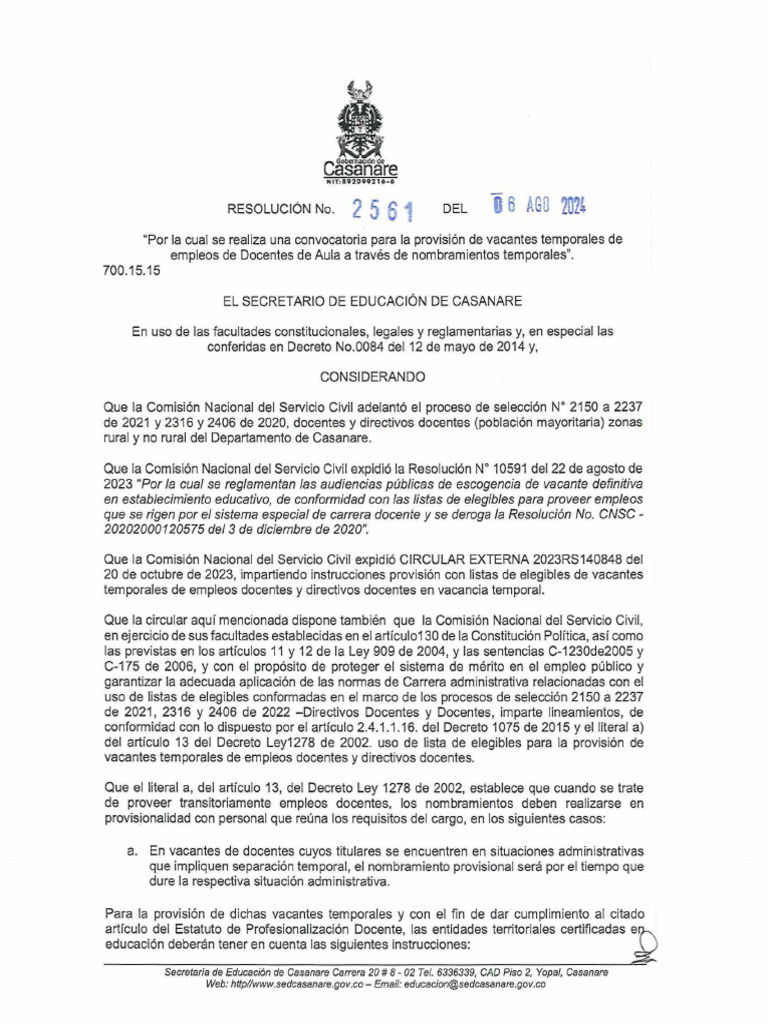 Resolución No 2561 | PDF
