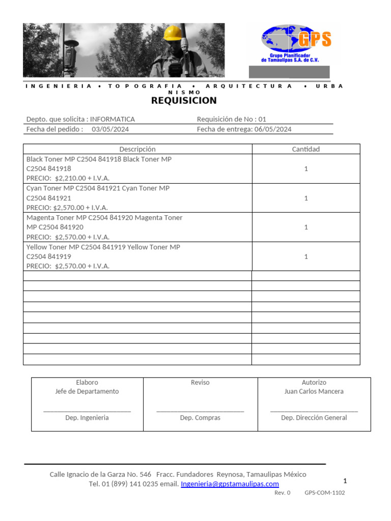 Requisicion de Material 001 | PDF