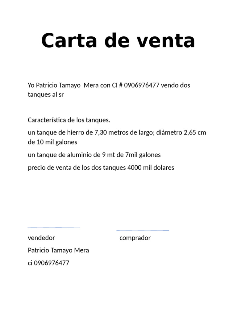 Carta de Venta | PDF