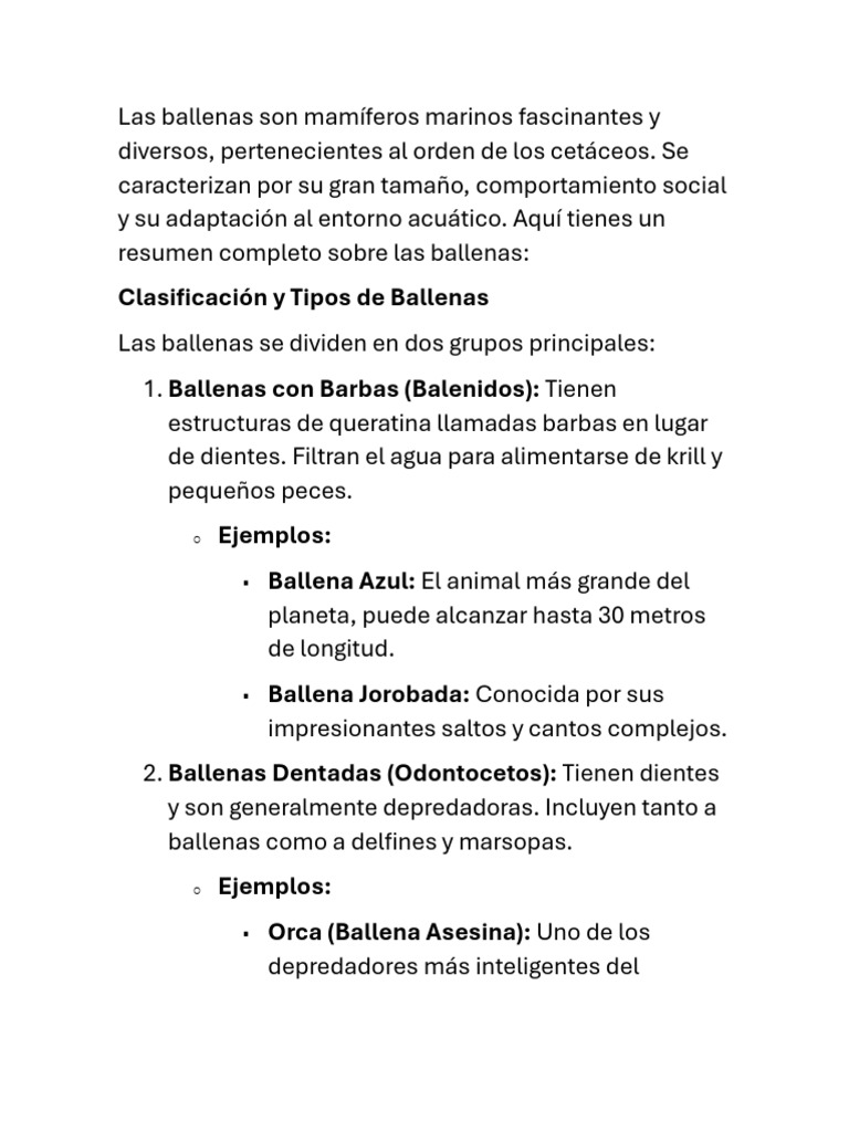 Las Ballenas | PDF | Cetáceos | Hogar, jardinería y bricolaje