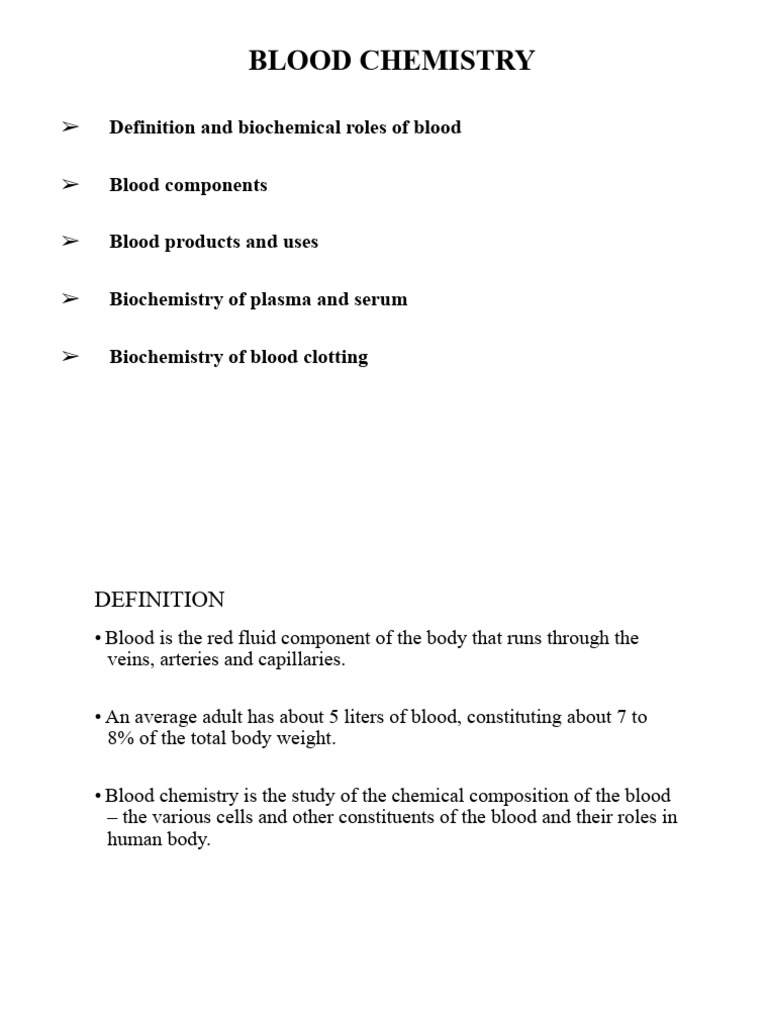Blood Chemistry | PDF