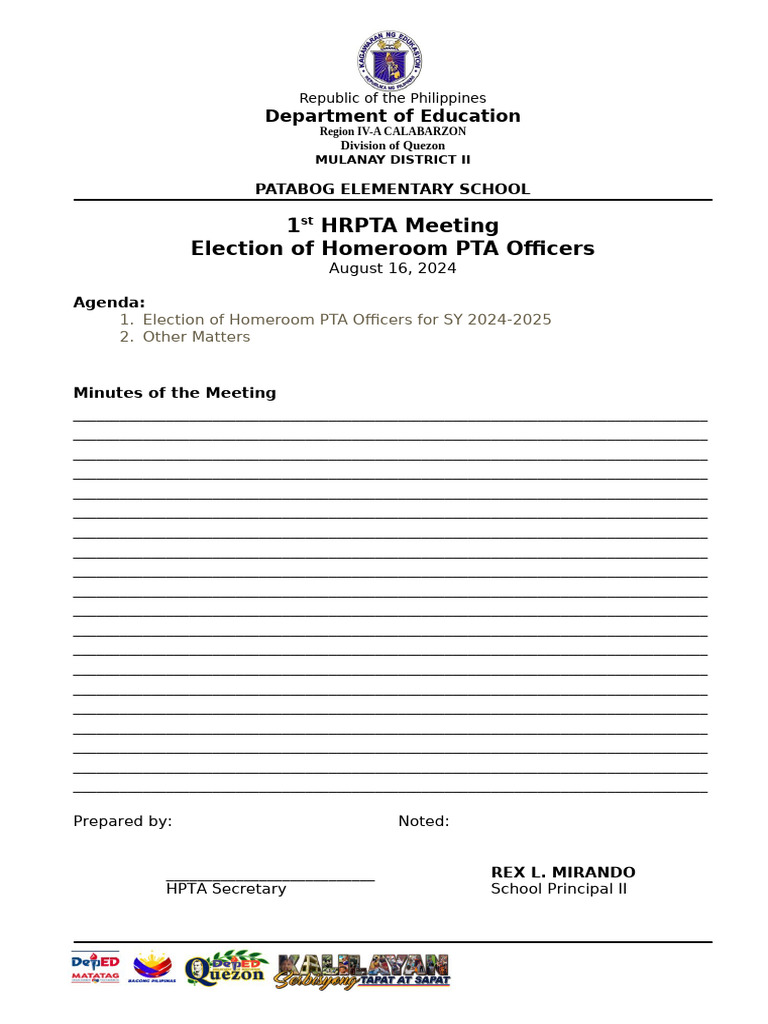 1st HPTA Assembly Meeting | PDF | Governance | Government Related ...