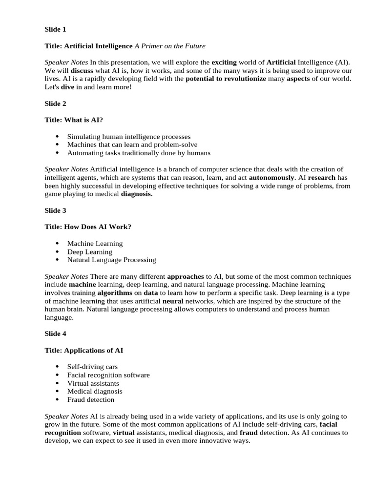 A Primer On The Future Speaker Notes | PDF