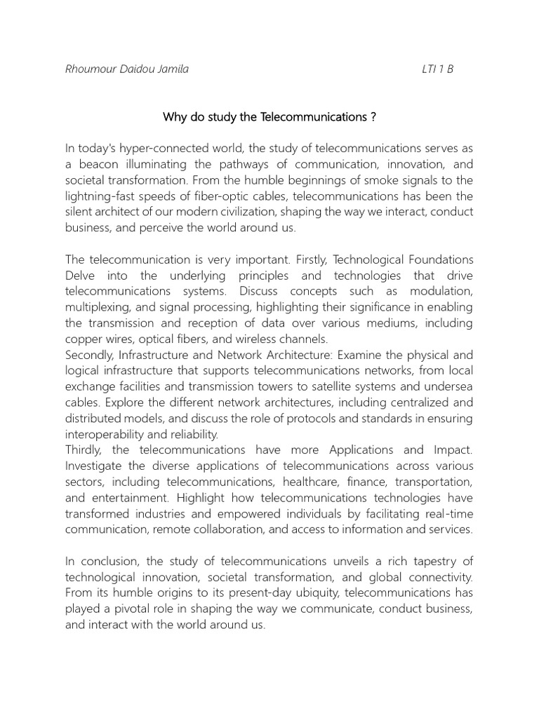 Importance of Telecommunications | PDF