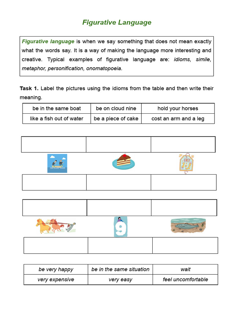 Figurative Language - Idioms | PDF | Language Arts & Discipline ...