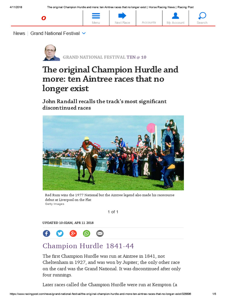 The Original Champion Hurdle and More - Ten Aintree Races That No ...
