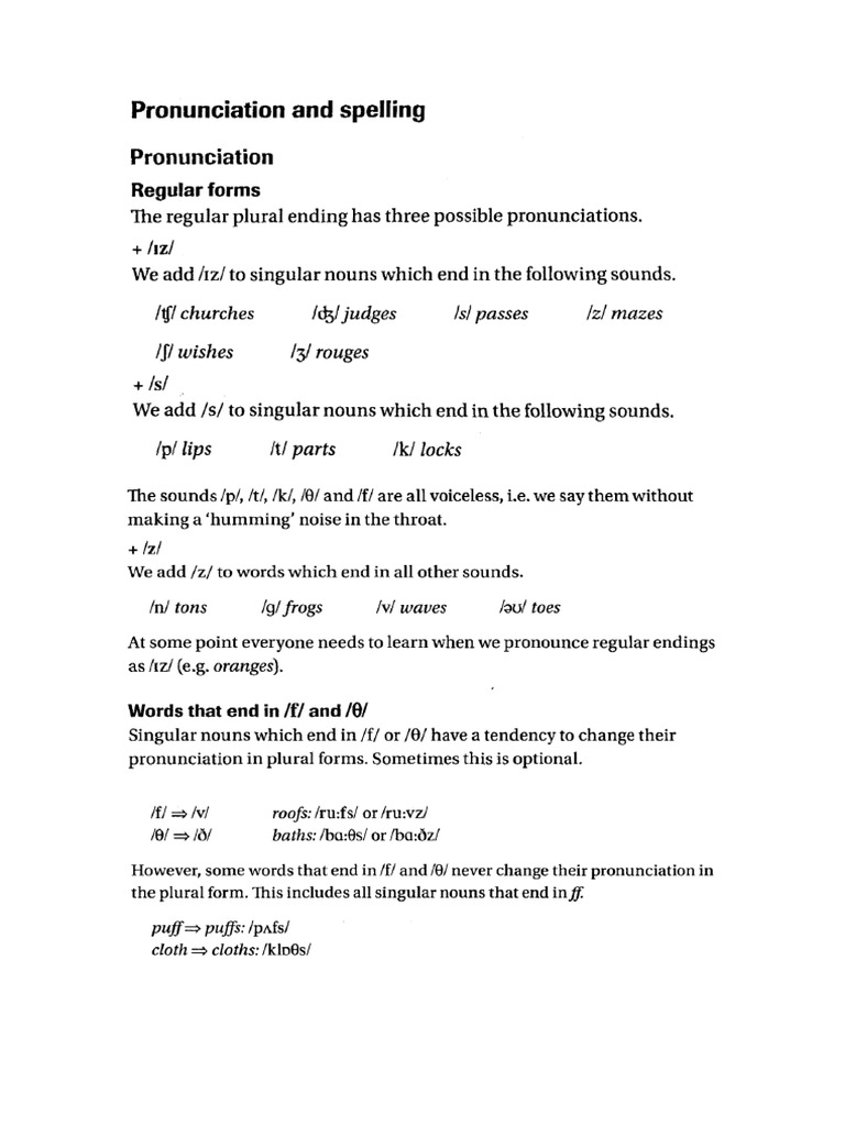 Noun S Pronunciation | PDF
