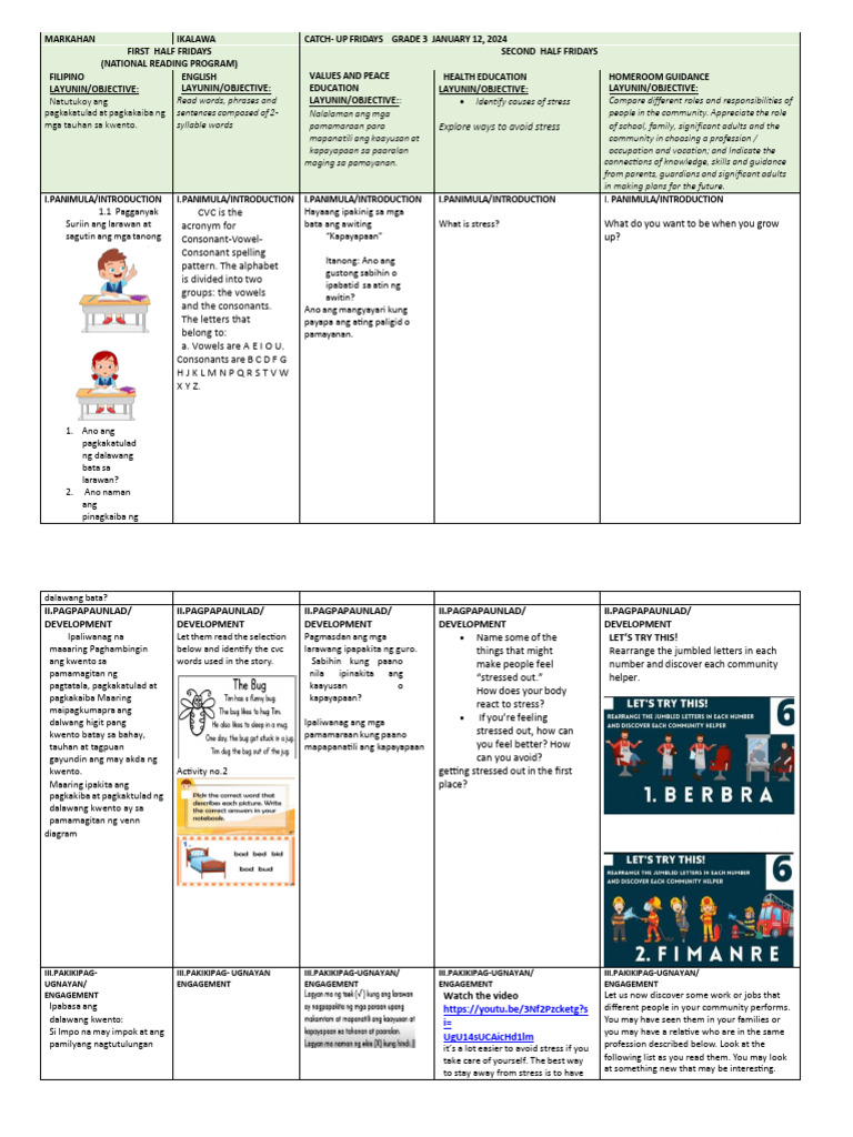 GRADE 3 CATCH UP FRIDAYS | PDF