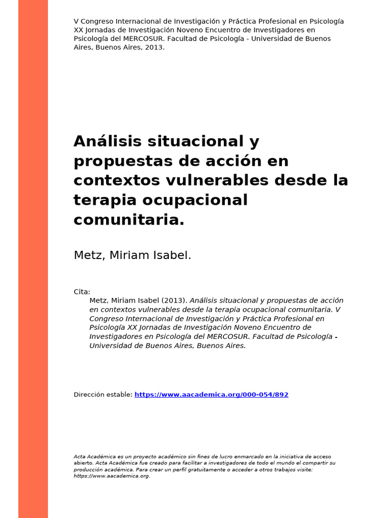 Metz, Miriam Isabel (2013) - Analisis Situacional y Propuestas de Accion en Contextos ...