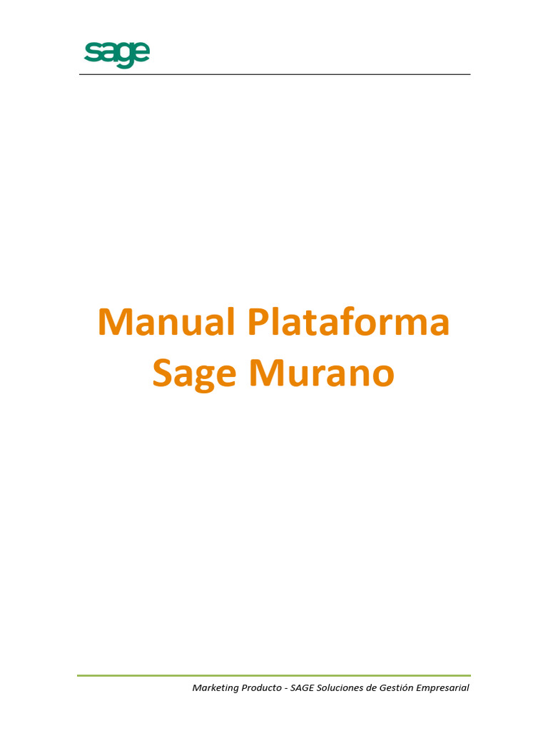 Manual Plataforma Sage Murano | PDF