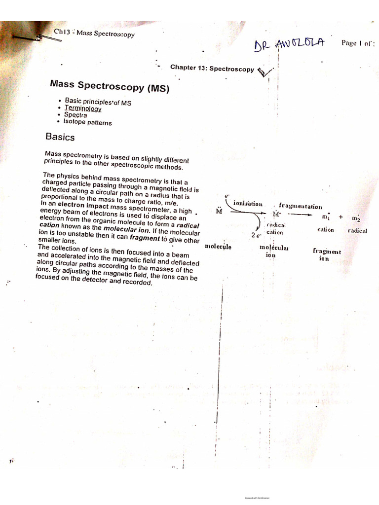 Ich 405 - DR Awolola Mass Spec | PDF