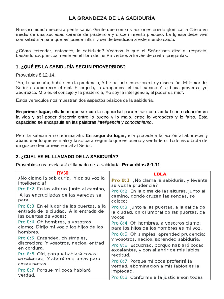 La Grandeza de La Sabiduría | PDF | Sabiduría | Libro de proverbios