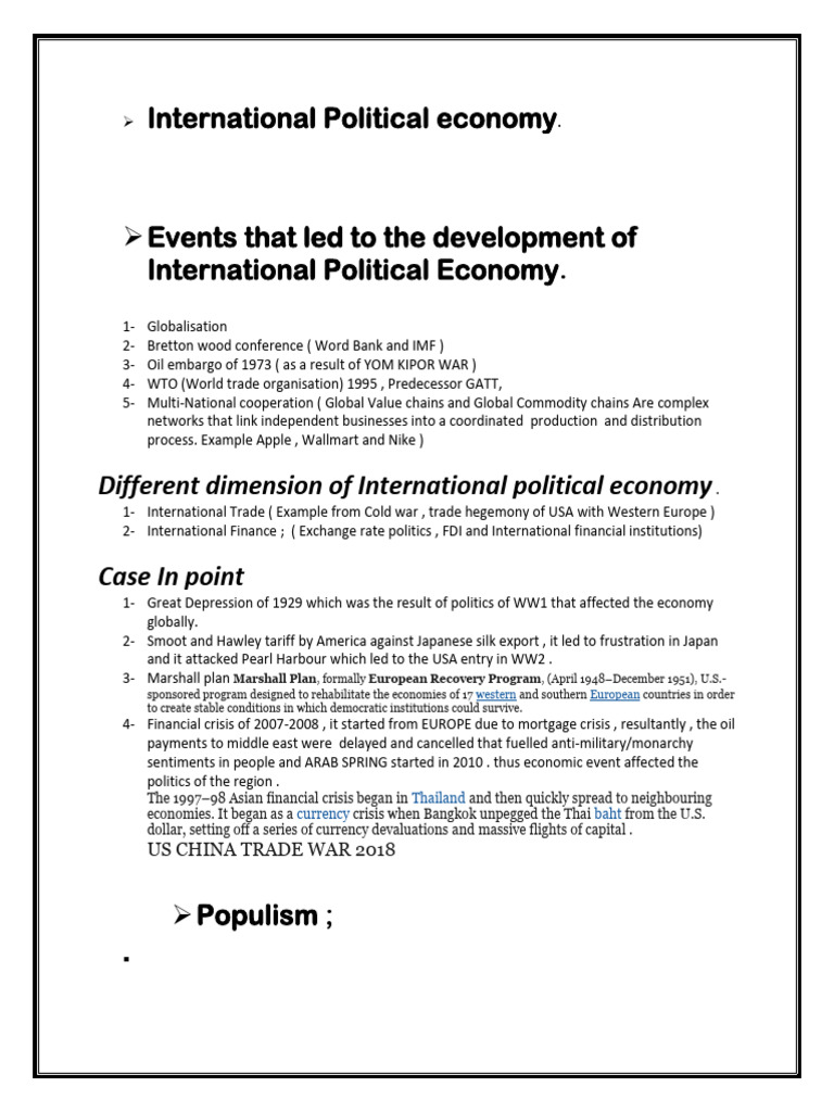 International Political Economy, Populism and LIBERAL WORLD ORDER | PDF