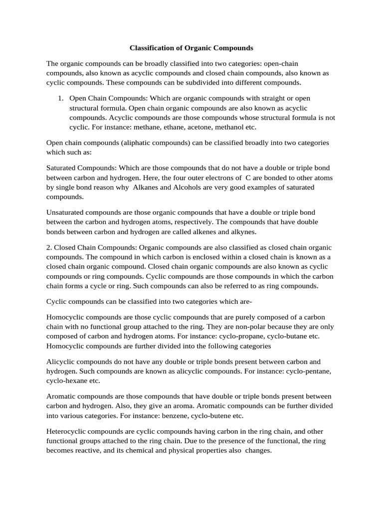 Classification of Organic Compound USc | PDF | Chemical Compounds ...