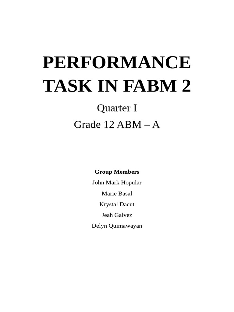 Performance Task in Fabm 2 | PDF
