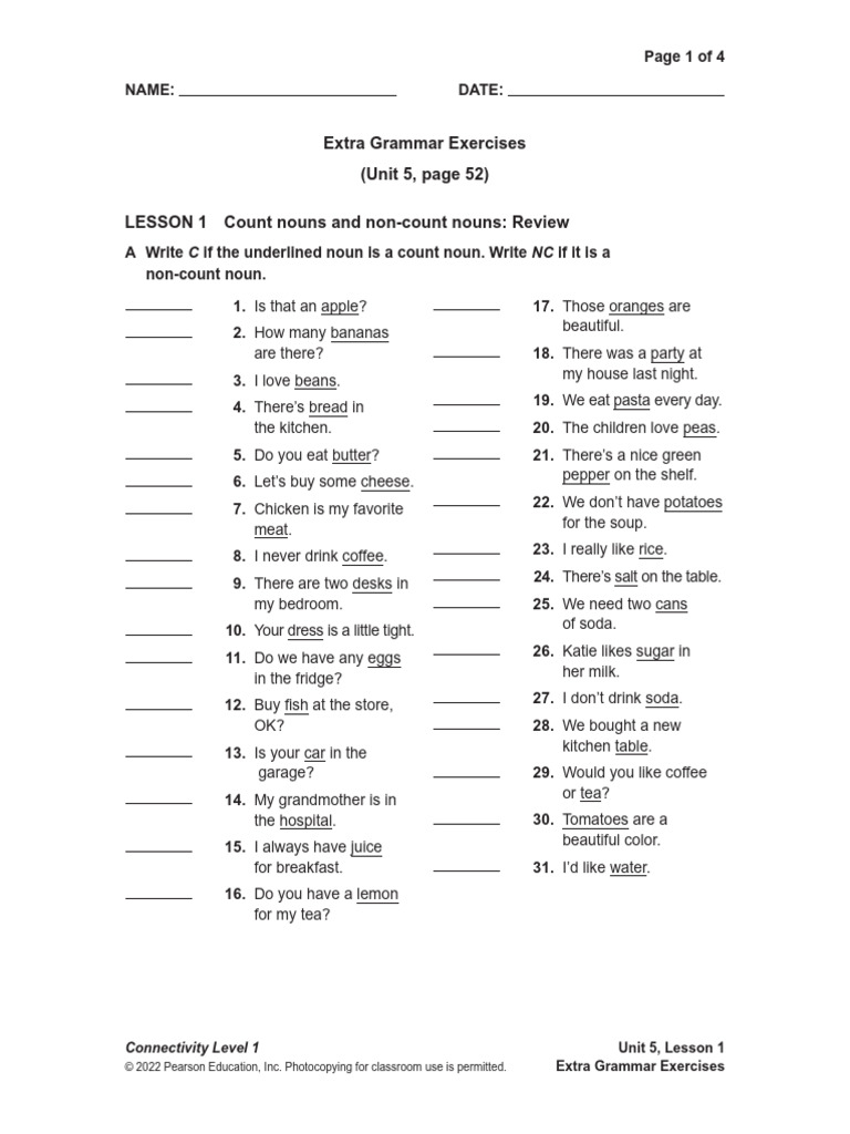 CTY1 Extra Grammar Exercises Unit 5 | PDF