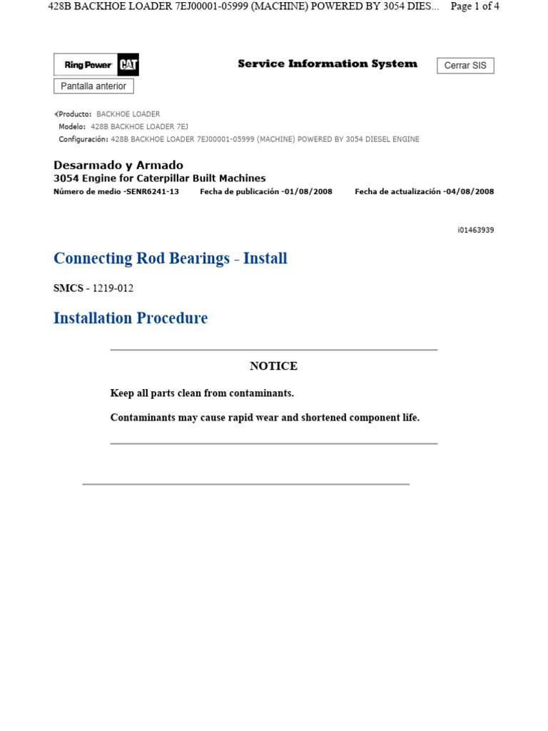 3054 Connecting Rod Bearings - Install - PDF Versión 1 | PDF