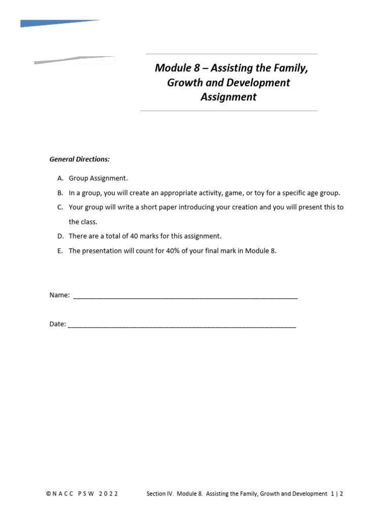 Assigmt - Module 8 Assisting the Family | PDF