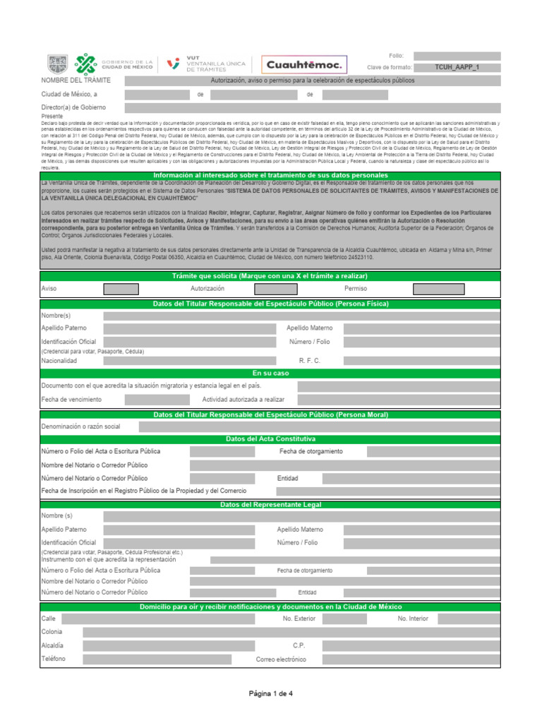Formato Autorizacion Aviso o Permiso para La Celebracion de ...