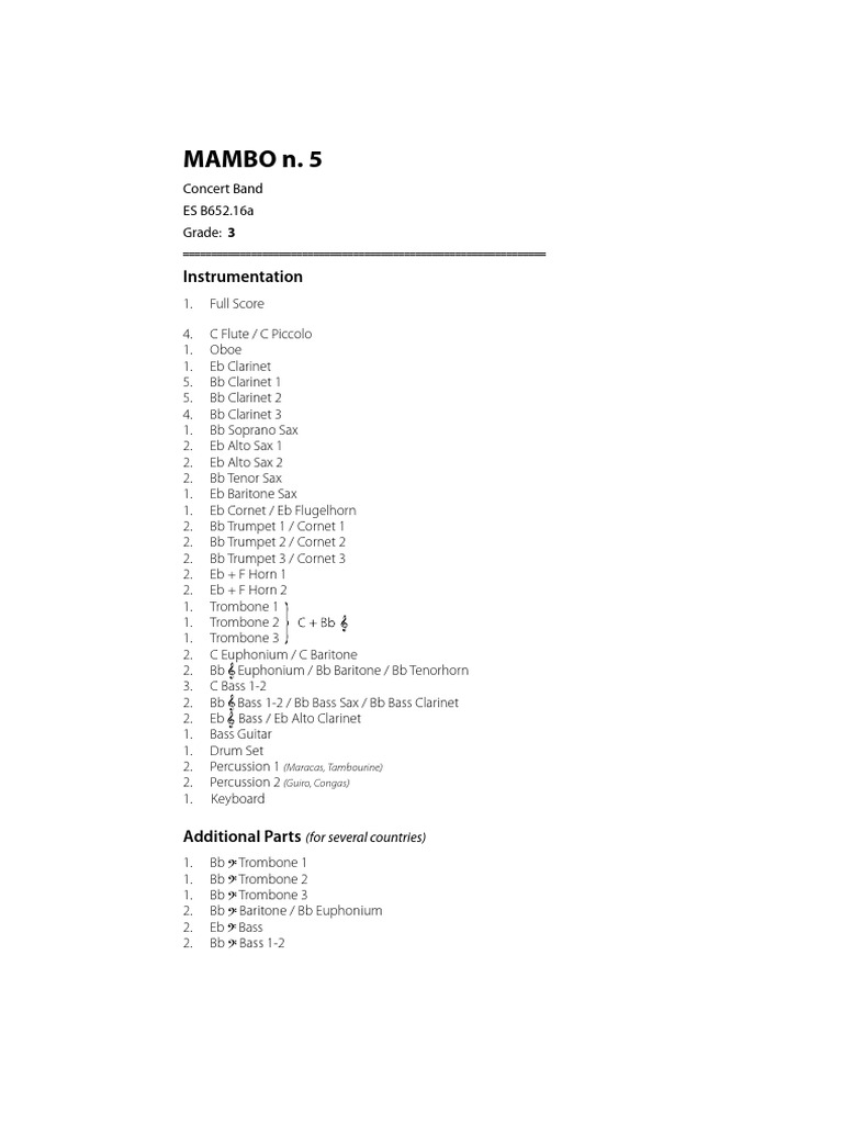MAMBO 5-Mini Score | PDF