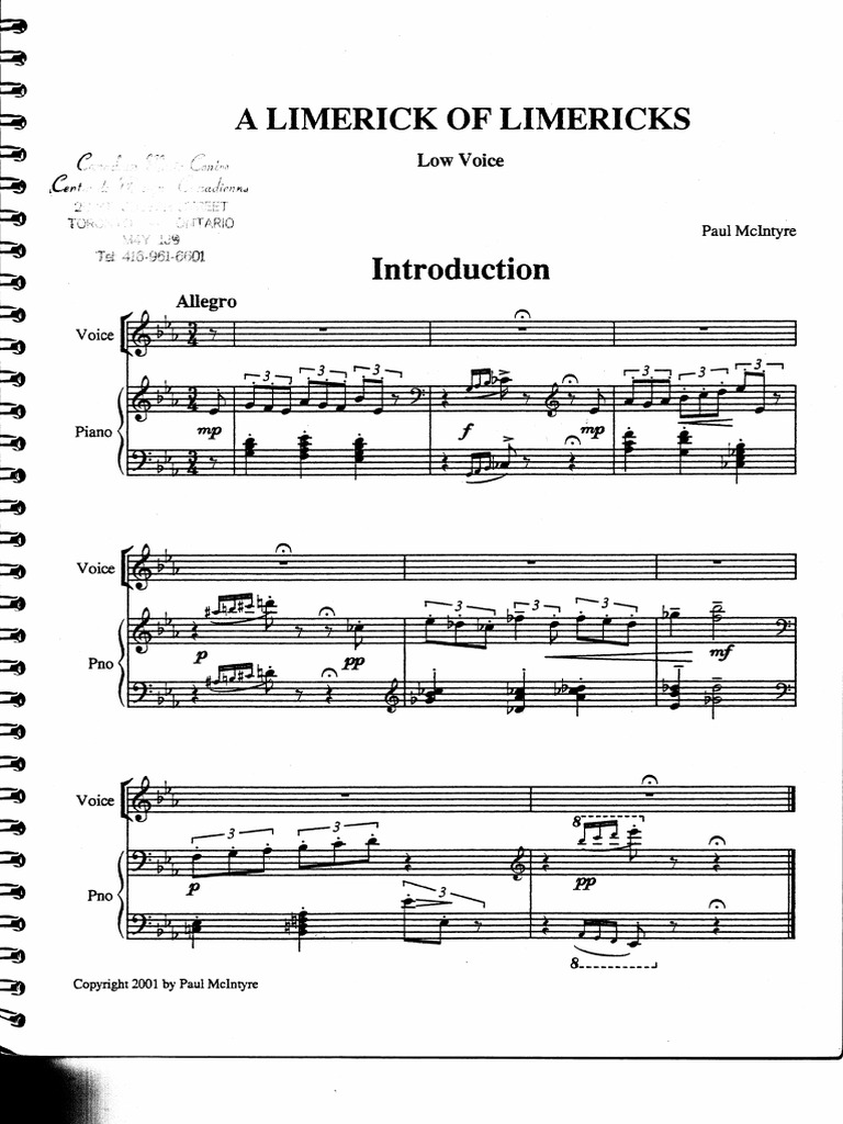 Limerick of Limericks Low Voice | PDF