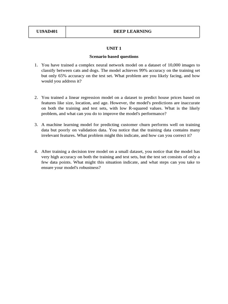 UNIT 1 Scenario Based Questions | PDF