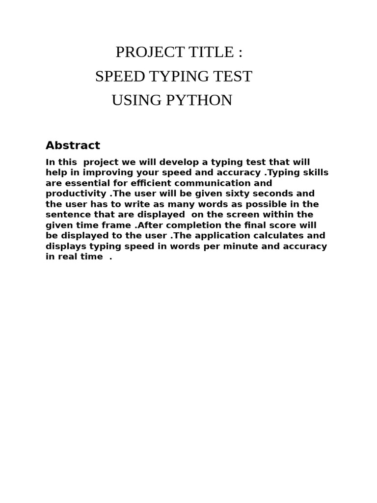 Speed Typing Test (Dsa Project) | PDF