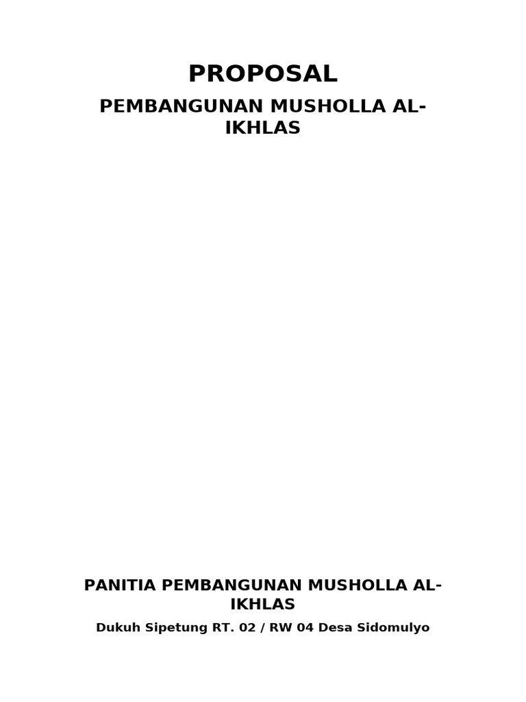 Proposal Pembangunan Musholla Al Ikhlas | PDF