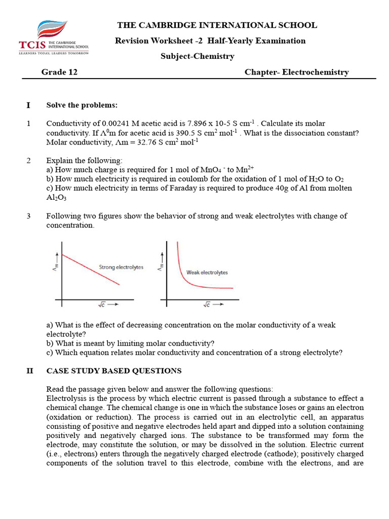 Electrochemisty Worksheet | PDF