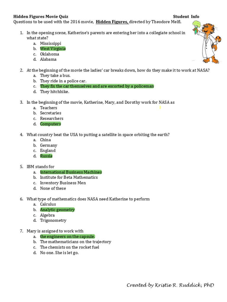 Hidden Figures Student | PDF