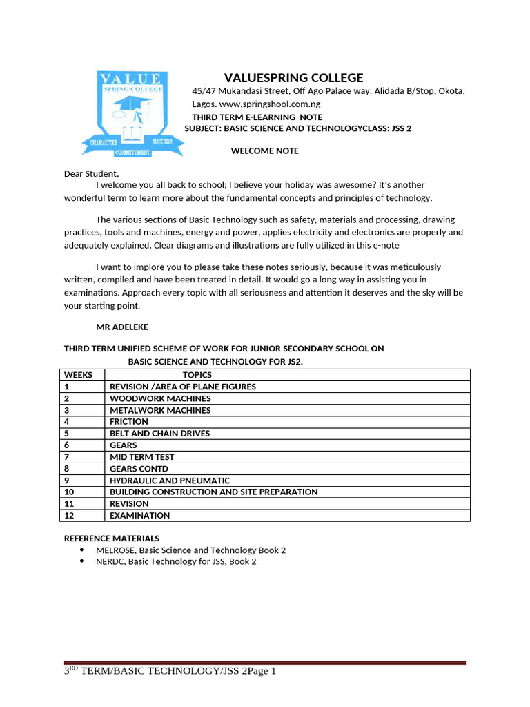 693b7e67 JS2 BASIC TECH THIRD TERM 2024 | PDF