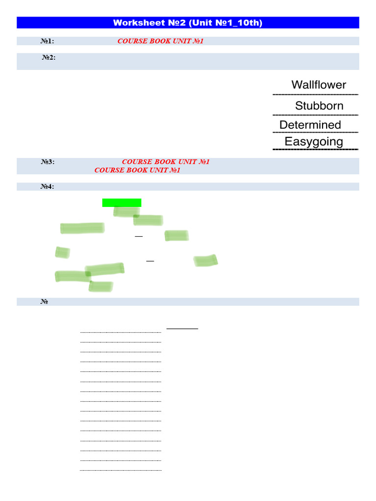 Worksheet №2 (Unit №1_10th) | PDF