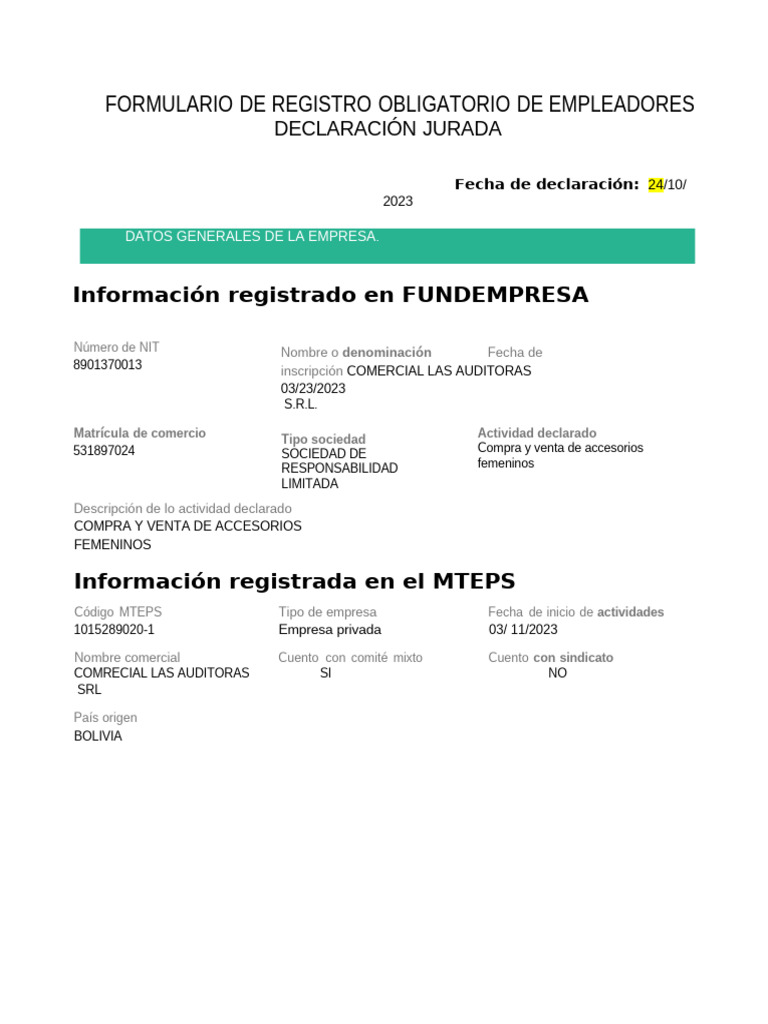 Registro Ministerio de Trabajo | PDF