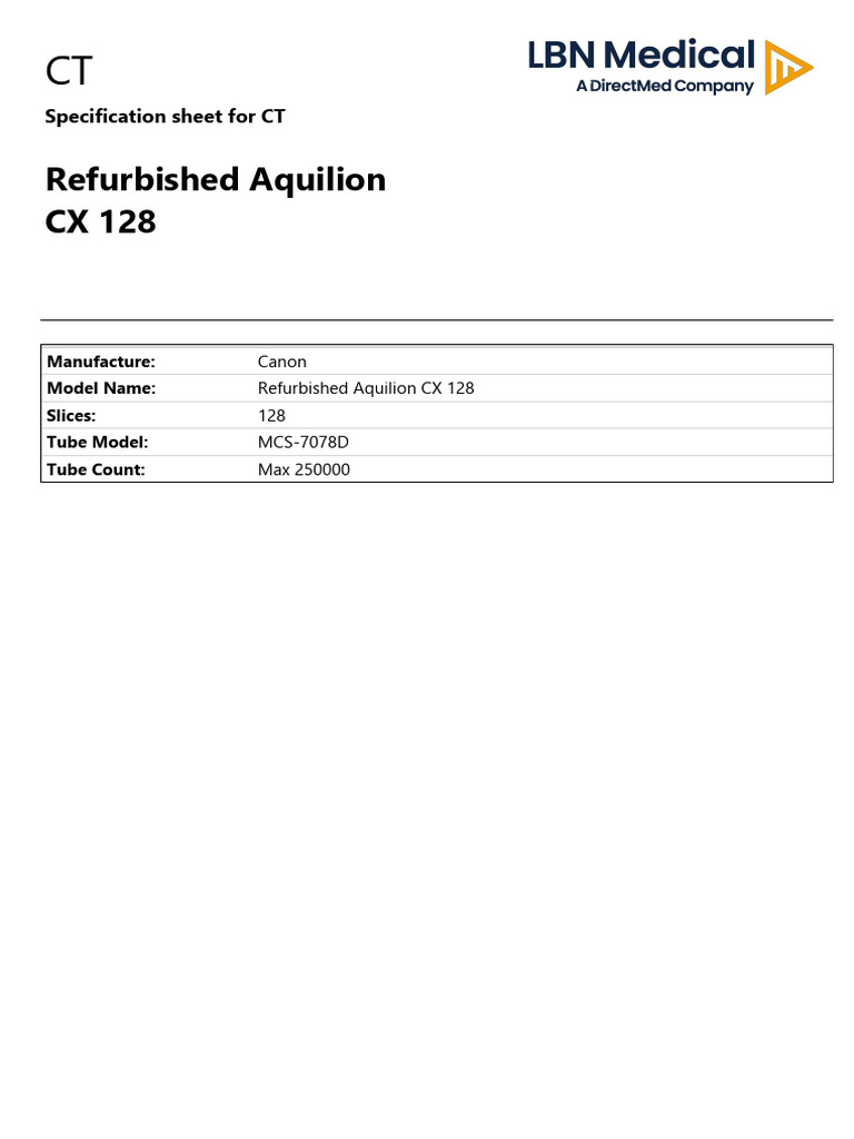 Refurbished Aquilion CX 128 - 03269 | PDF