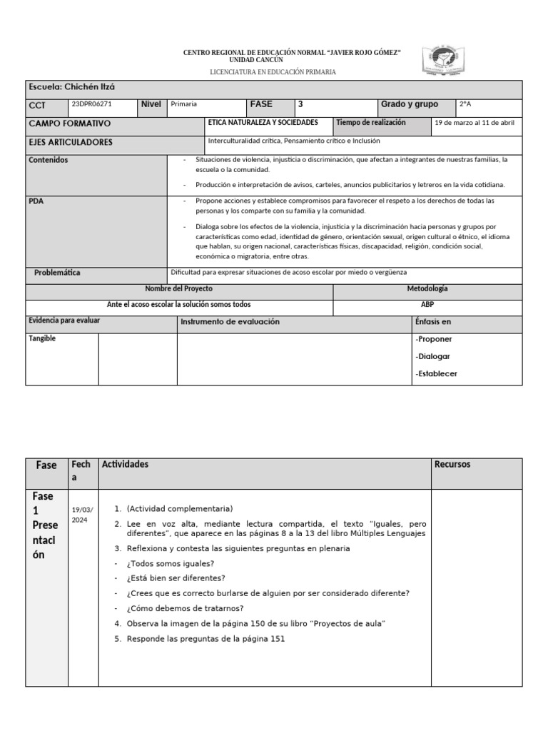 Formato Etica, Nat. y Soc Metodologìa ABP | PDF