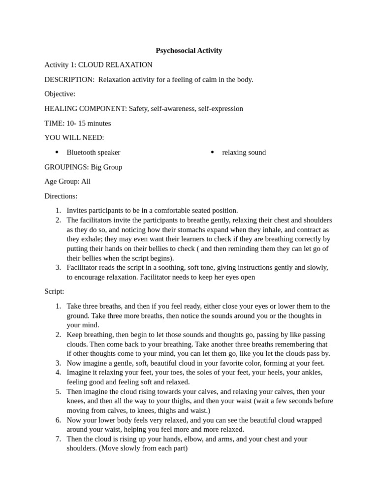 Psychosocial Activity | PDF