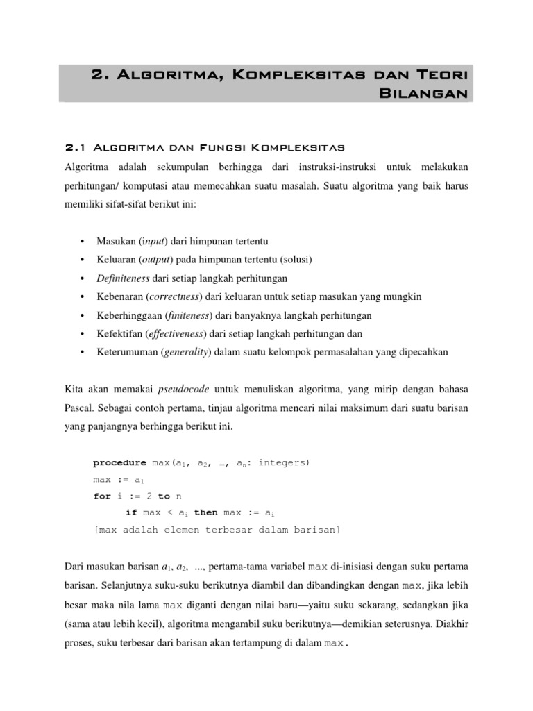Algoritma Kompleksitas Dan Teori Bilangan | PDF