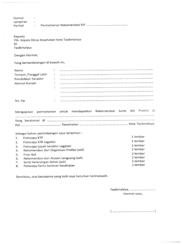 Permohonan Surat Ijin Kerja Nakes | PDF