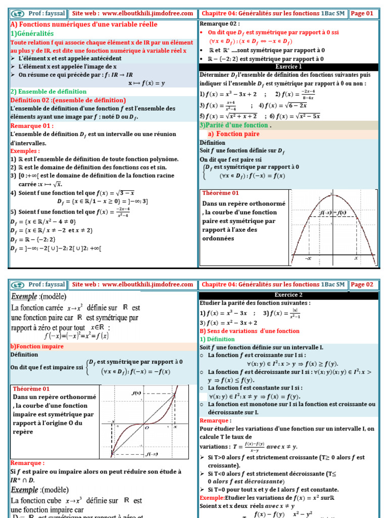 Cours-Généralités sur fct-ff- 1-bac-SM | PDF
