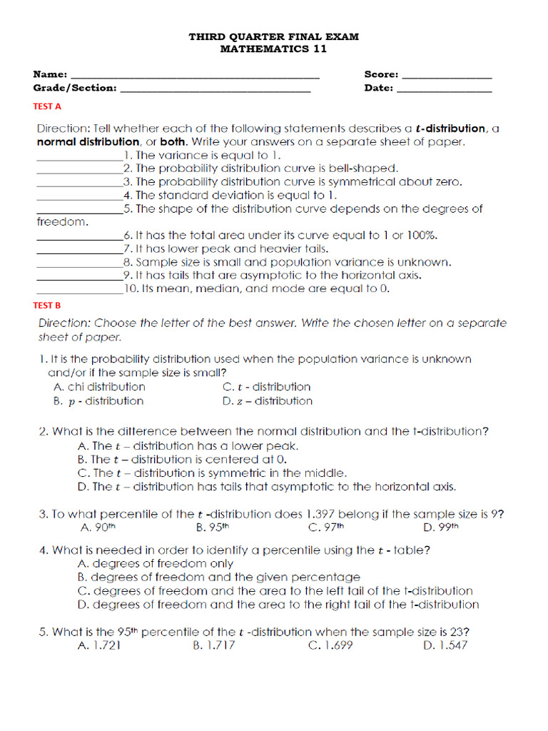 Grade 11 3rd quarter Final Exam | PDF