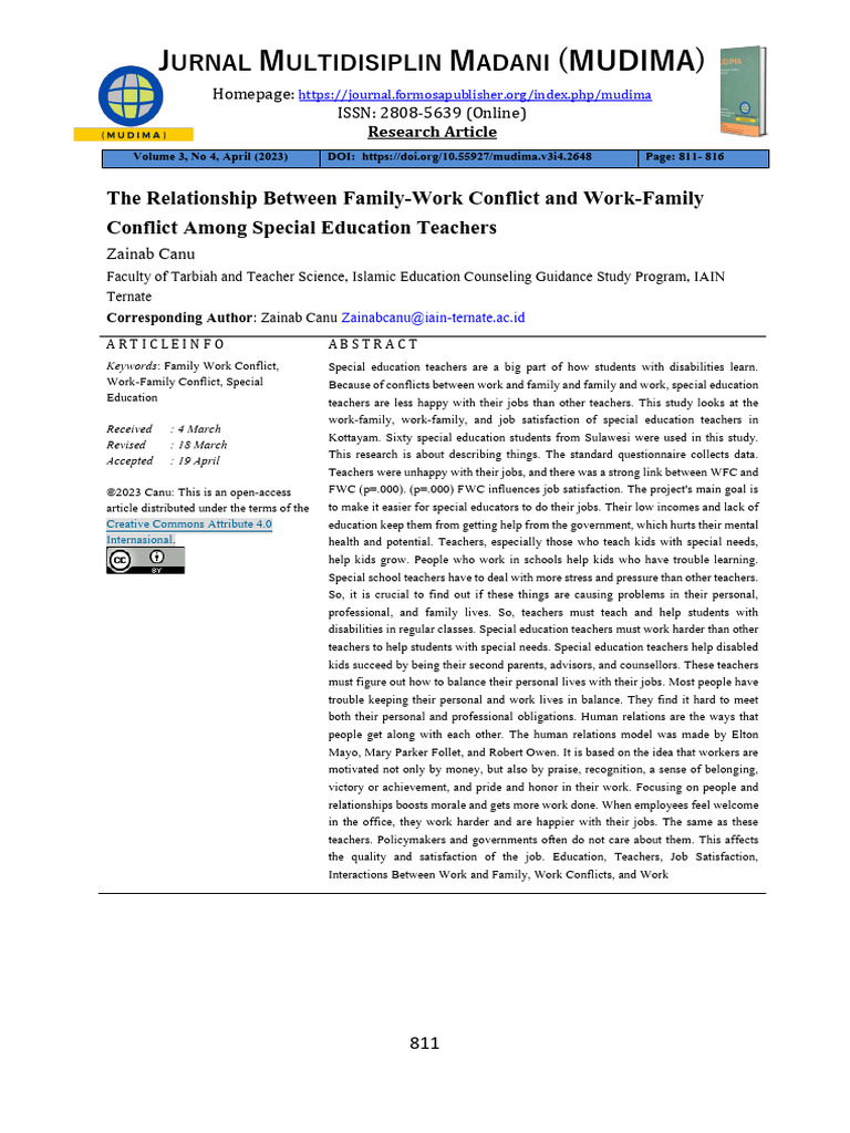 The Relationship Between Family-Work Conflict and | PDF