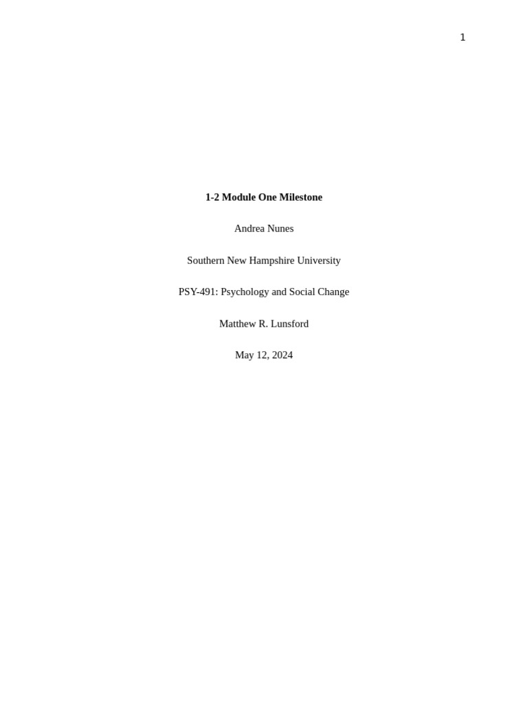 PSY-491-Module One Milestone | PDF