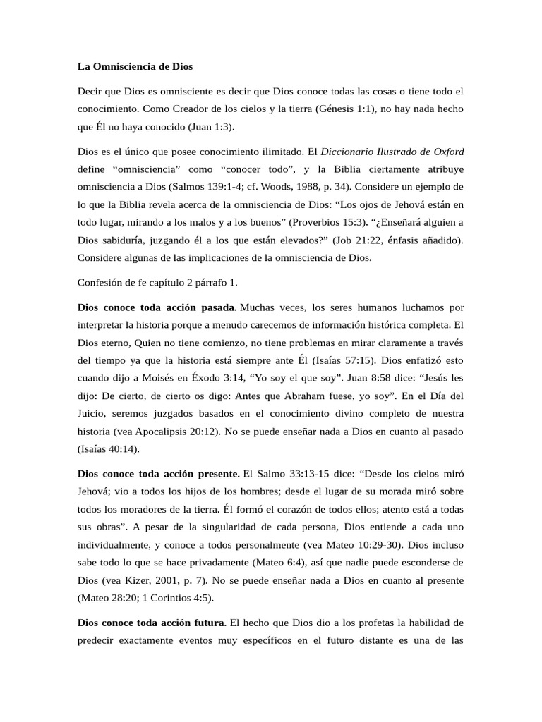 La Omnisciencia de Dios | PDF