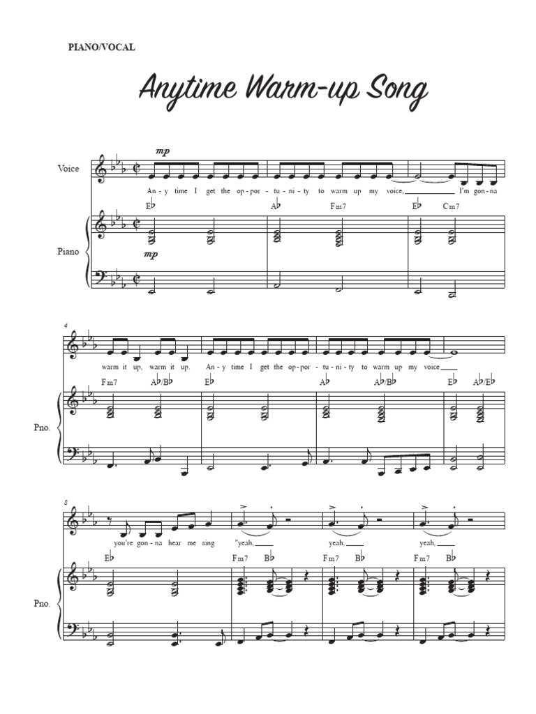 Anytime Vocal Warm-up Song | PDF