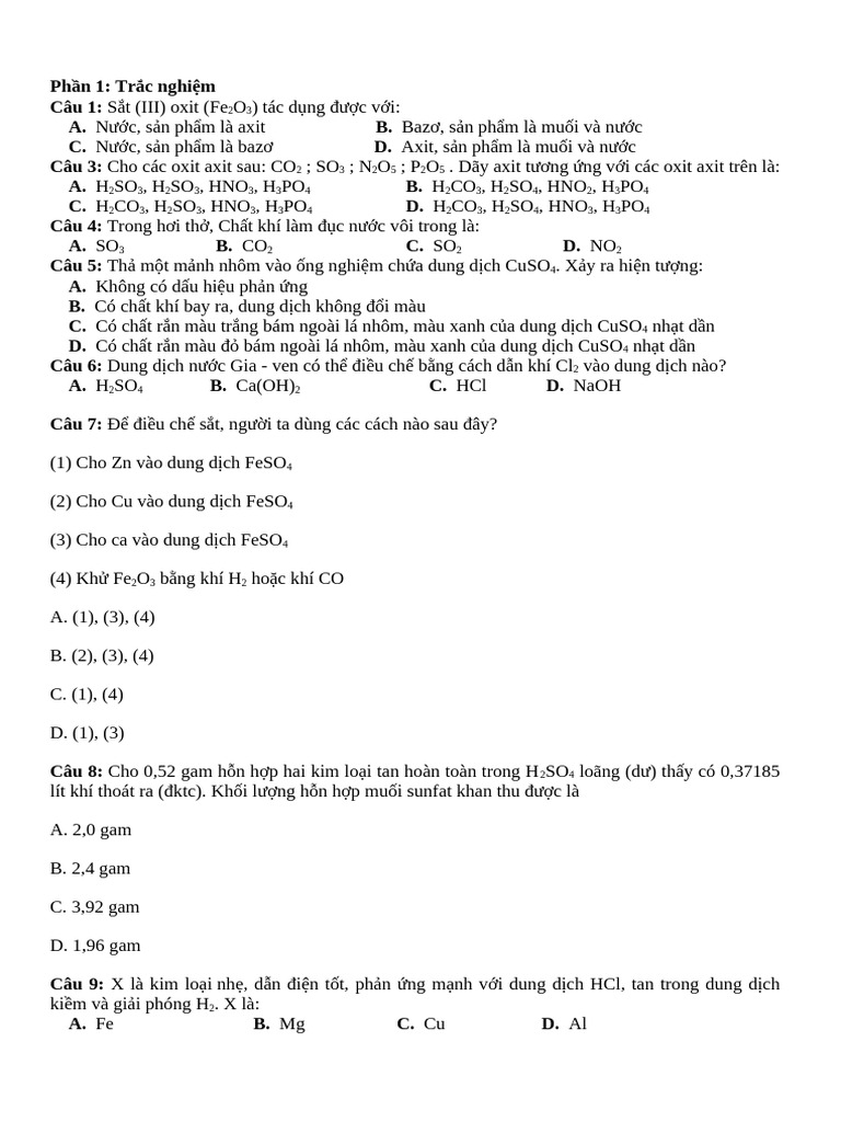 Ôn Tập Thi Học Kỳ 2 KHTN 8 | PDF