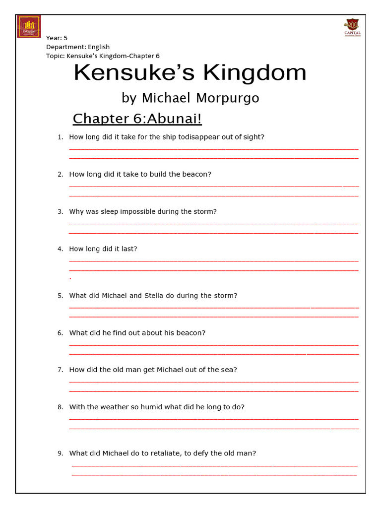 Kensukes_Kingdom_Chapter_6 Questions | PDF